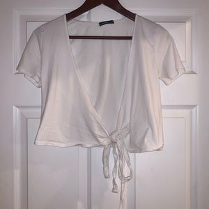 Brandy Melville | Tops | Brandy Melville White Rae Wrap Top | Poshmark